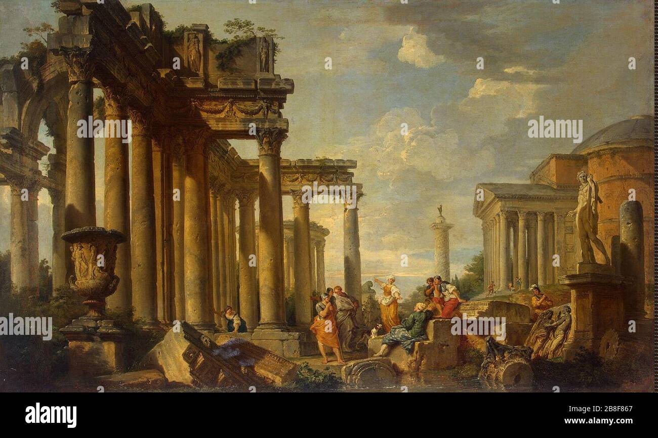Giovanni Paolo Pannini - St Sibyl's Sermon in Roman Ruins with the ...