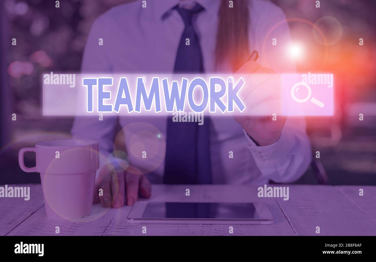 Writing note showing Teamwork. Business concept for combined action of ...