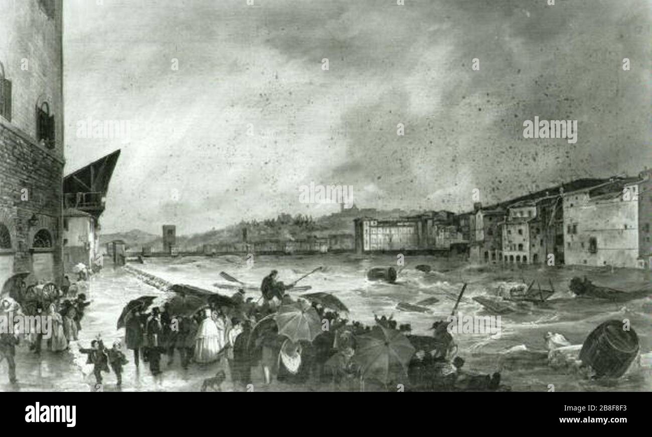 Giovanni Signorini 1808-1864 - Povoden ve Florencii Stock Photo - Alamy