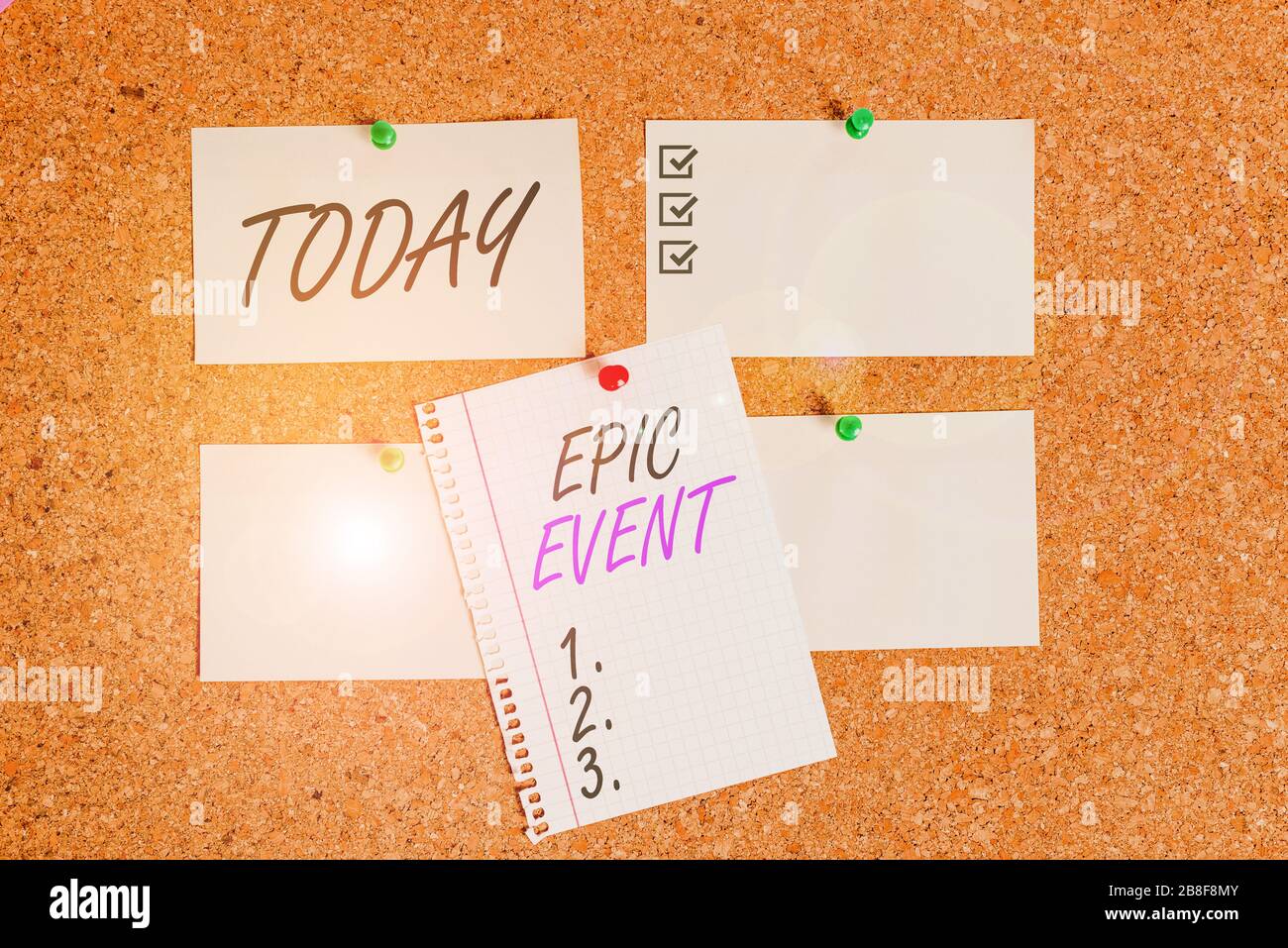 Writing note showing Epic Event. Business concept for pertaining to a ...