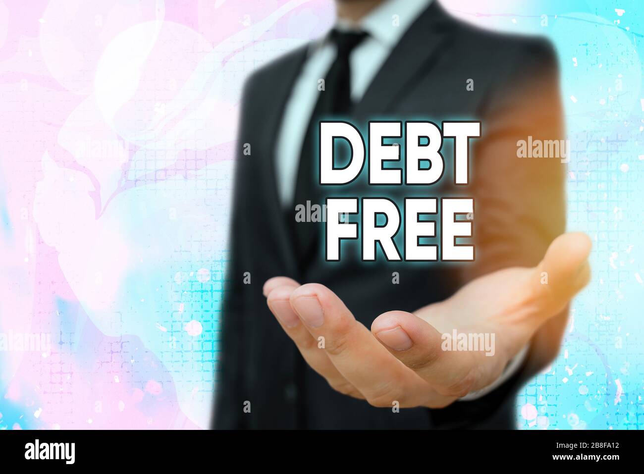 Conceptual hand writing showing Debt Free. Concept meaning does not ...