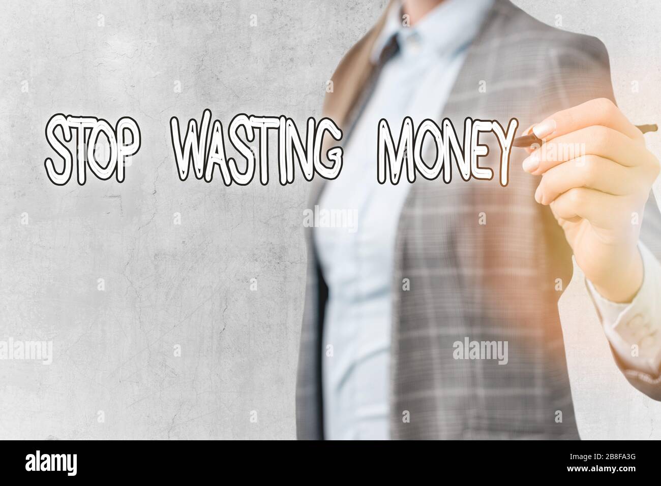 Conceptual hand writing showing Stop Wasting Money. Concept meaning ...