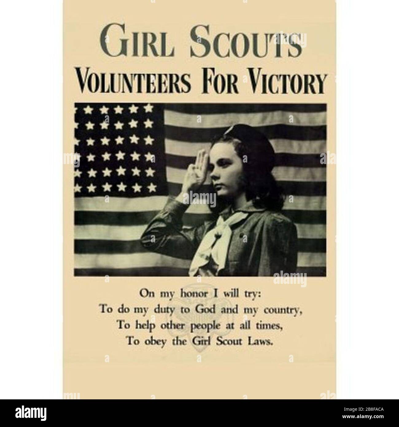 Girl scouts volunteer for victory poster Stock Photo - Alamy