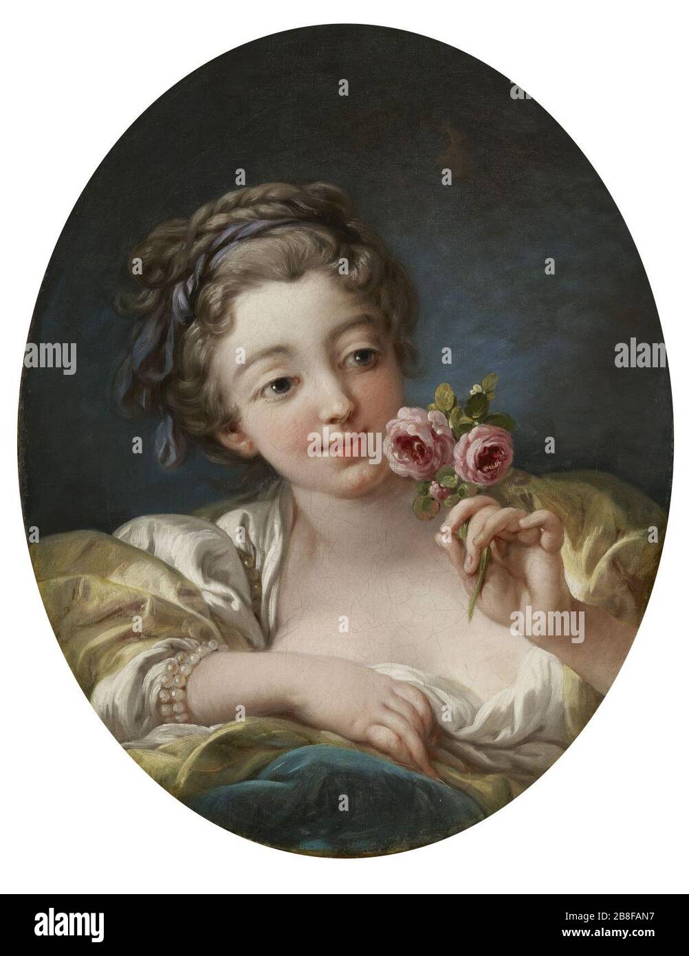 Girl with Roses - Boucher 1760s Stock Photo - Alamy