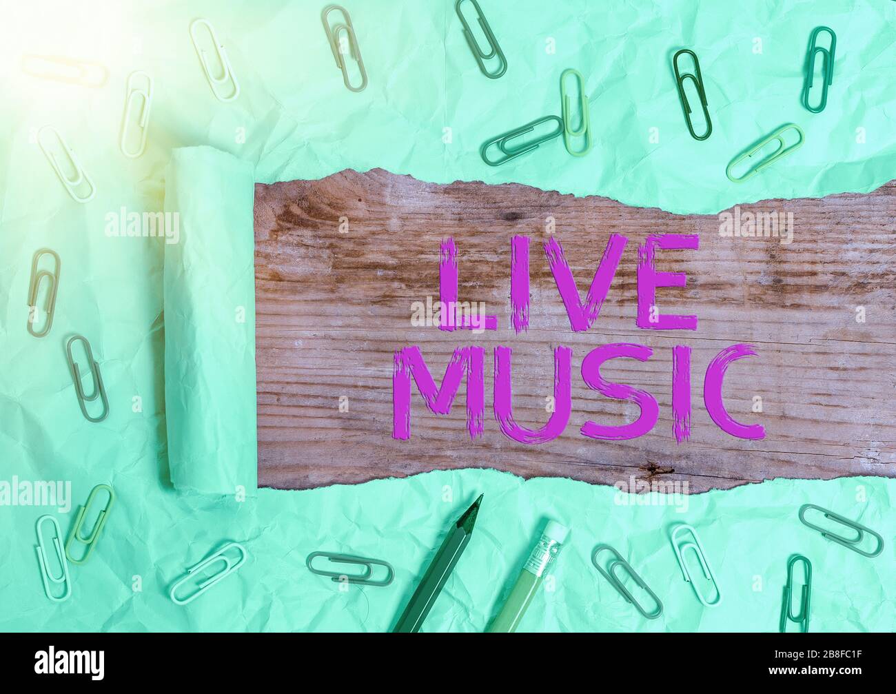 Handwriting text writing Live Music. Conceptual photo performance given ...