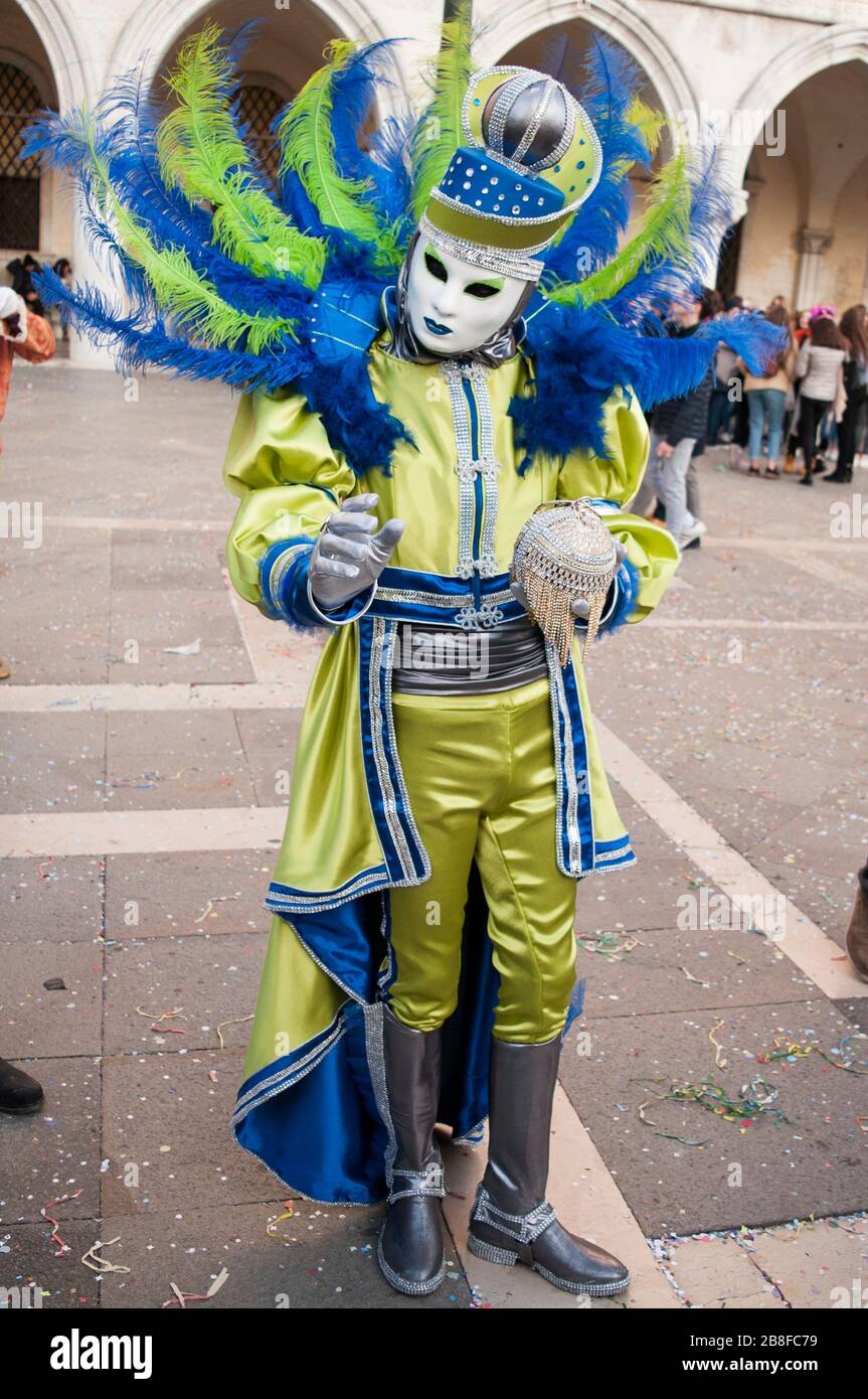 Colorful carnival masks at a traditional festival in Venice, Italy ...