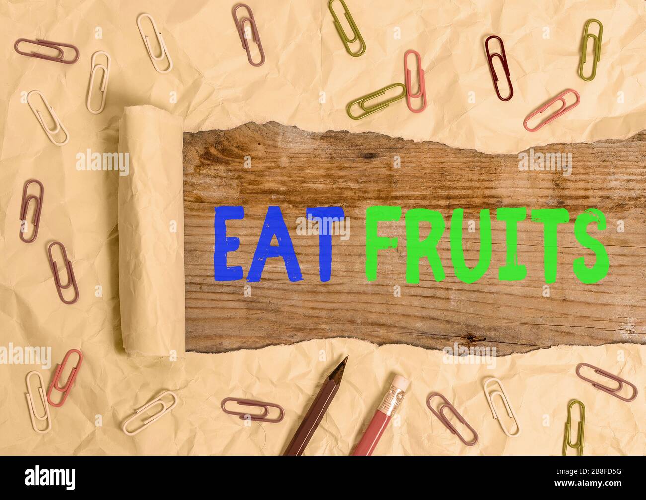 Writing note showing Eat Fruits. Business concept for consume any ...