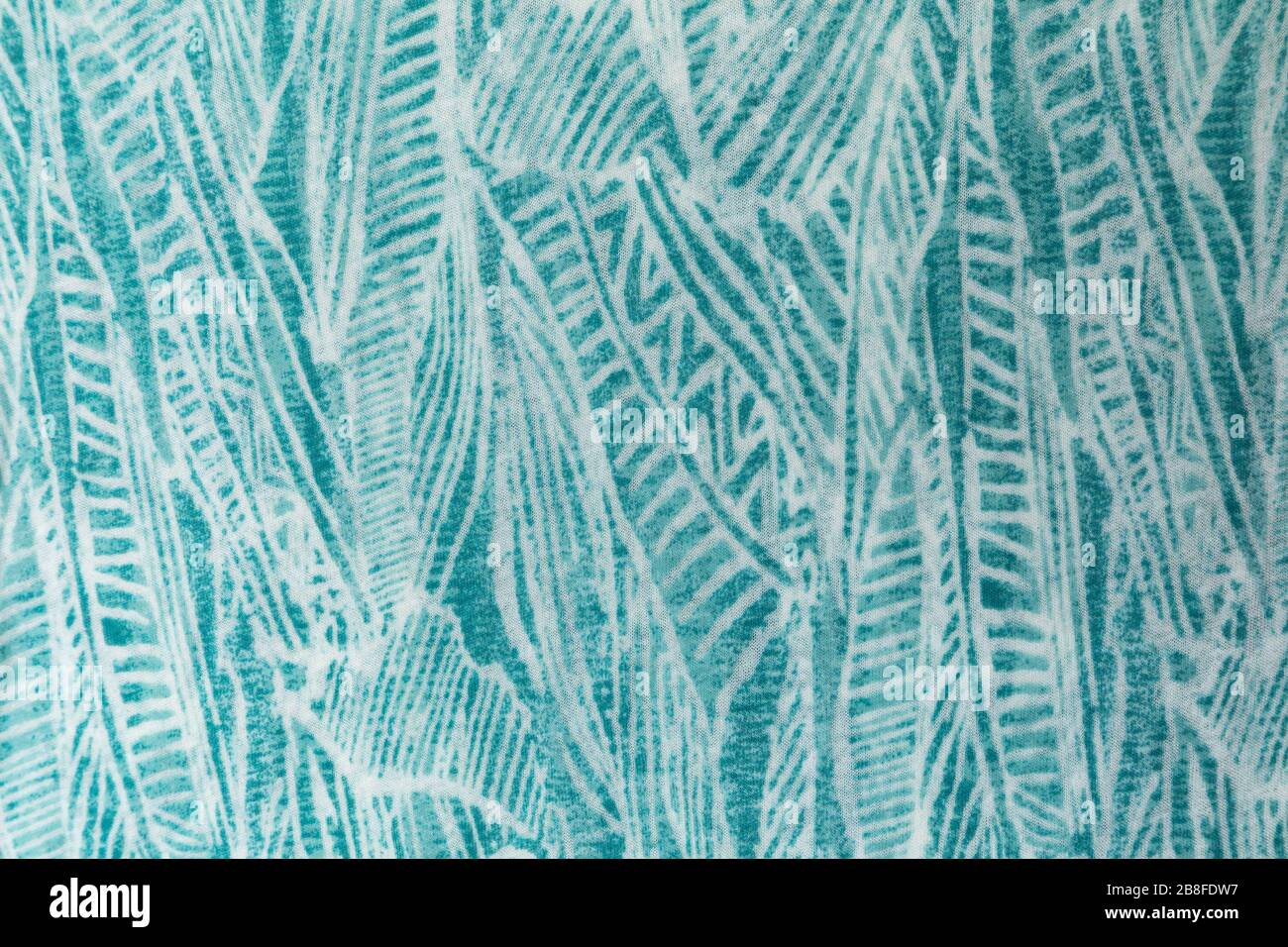 Aqua blue tropical fabric print background texture Stock Photo - Alamy