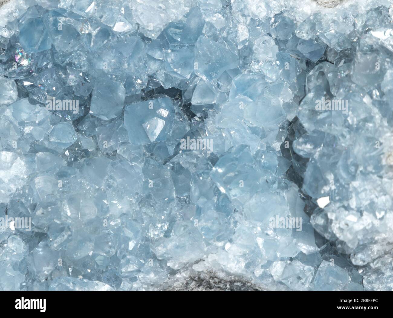 Blue celestite geode crystal background texture Stock Photo - Alamy