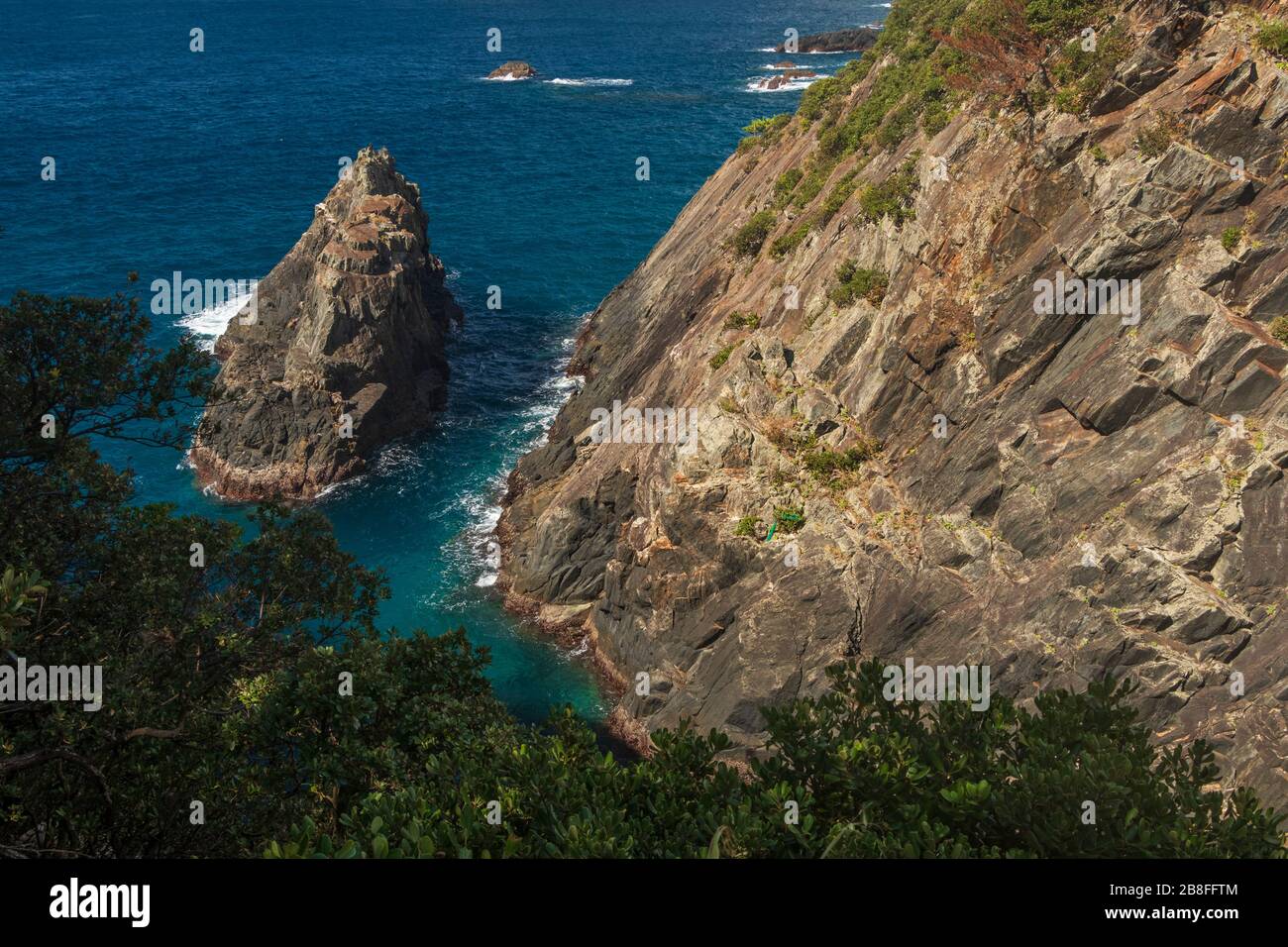 one of the scenic corners of the island of Yakushima. Beautiful cliffs ...