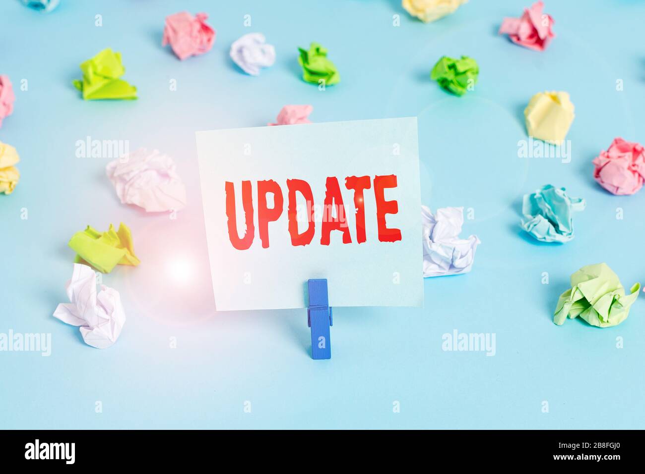 Text sign showing Update. Business photo showcasing make something more ...