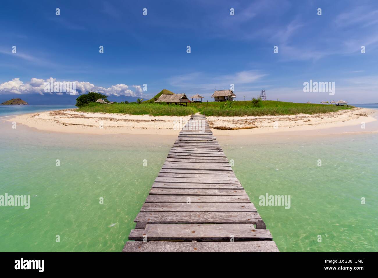 Beautiful small island in indonesia with mountain view and beautiful ...