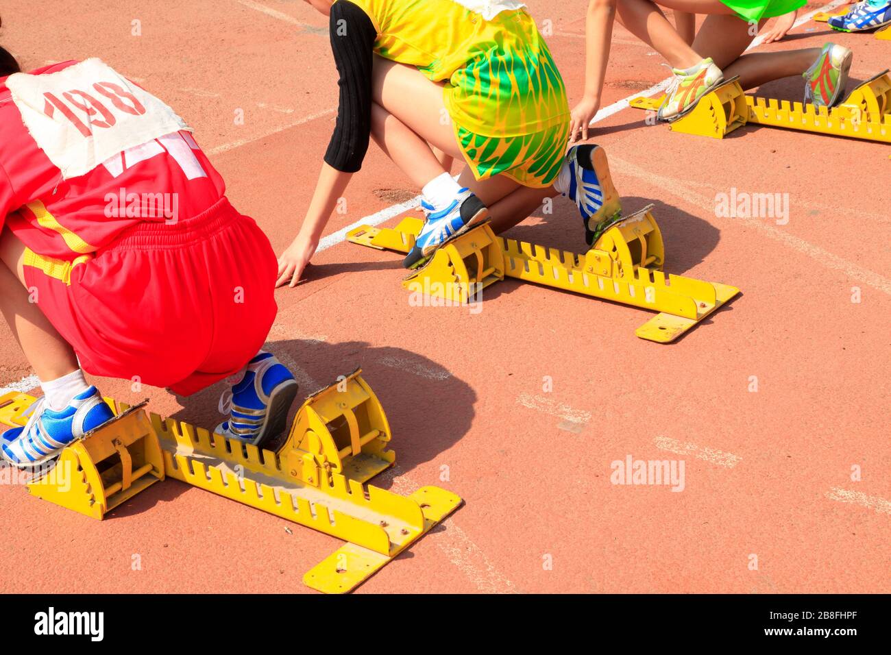 The launching, At the sports meeting, the athletes are starting to run ...