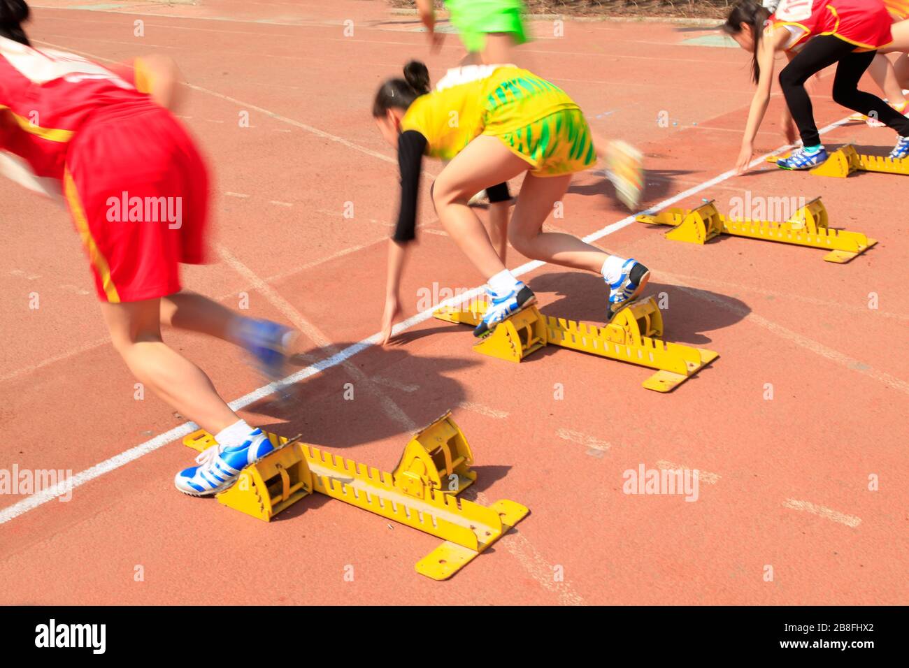 The launching, At the sports meeting, the athletes are starting to run ...