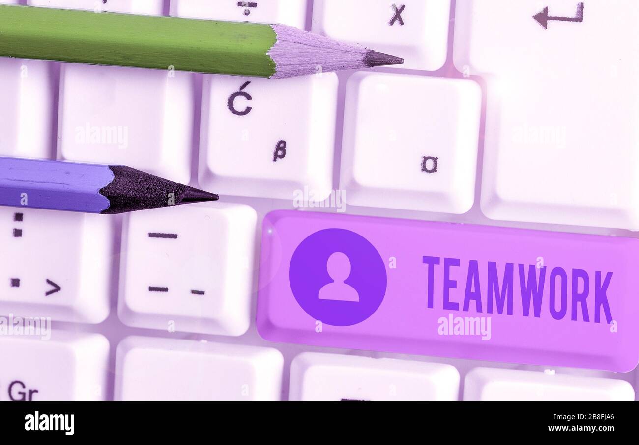 Text sign showing Teamwork. Business photo showcasing combined action ...