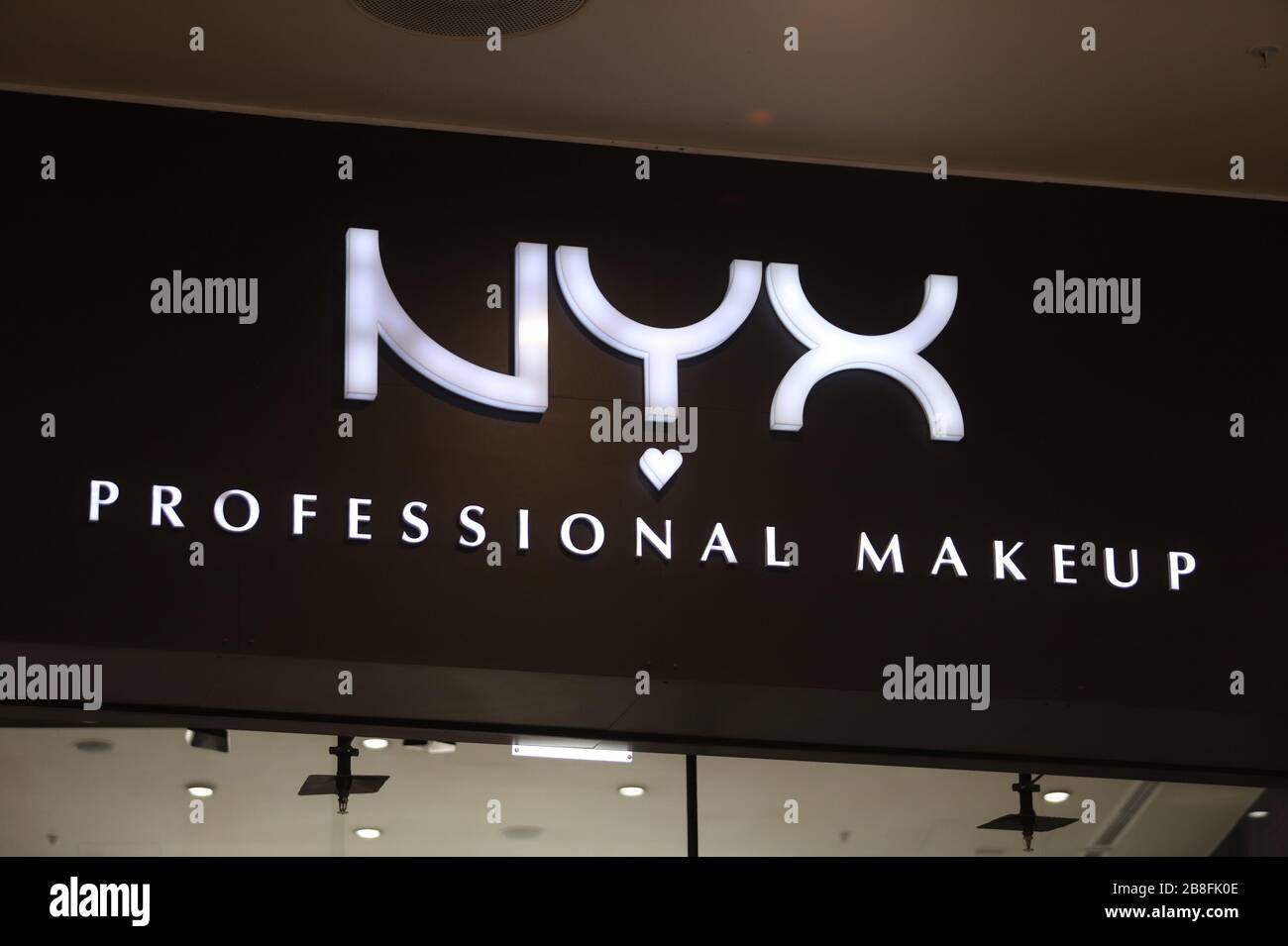 Logo of NYX is seen at Galeria Shopping and Entertainment Centre Stock ...