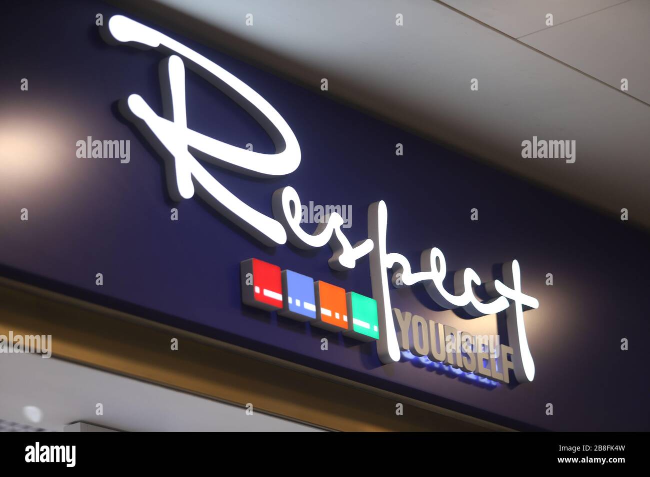 Logo of Respect is seen at Galeria Shopping and Entertainment Centre ...