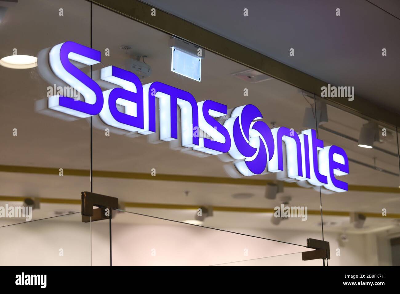 Logo of Samsonite is seen at Galeria Shopping and Entertainment Centre ...