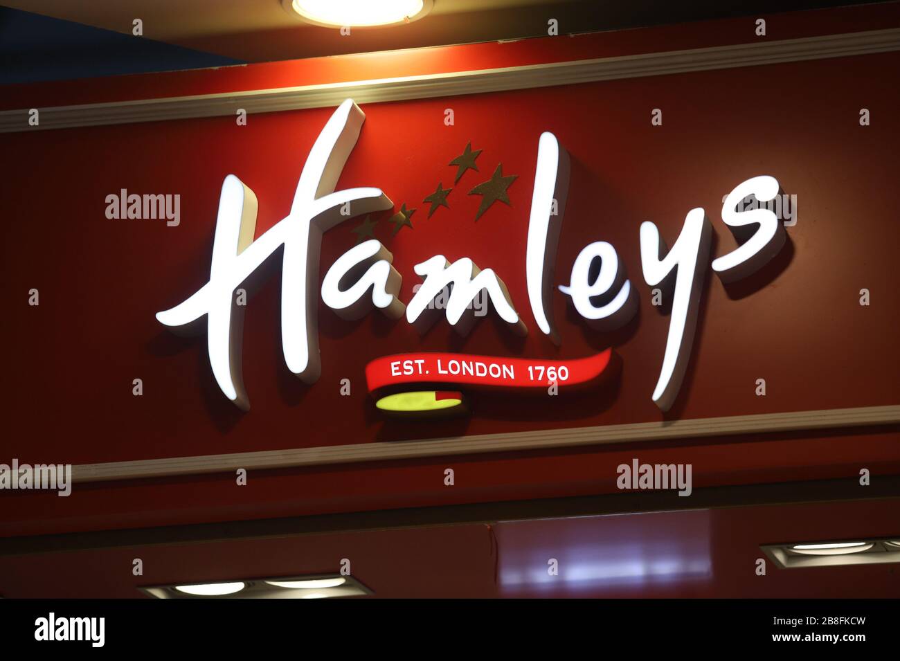 Logo of Hamleys is seen at Galeria Shopping and Entertainment Centre ...