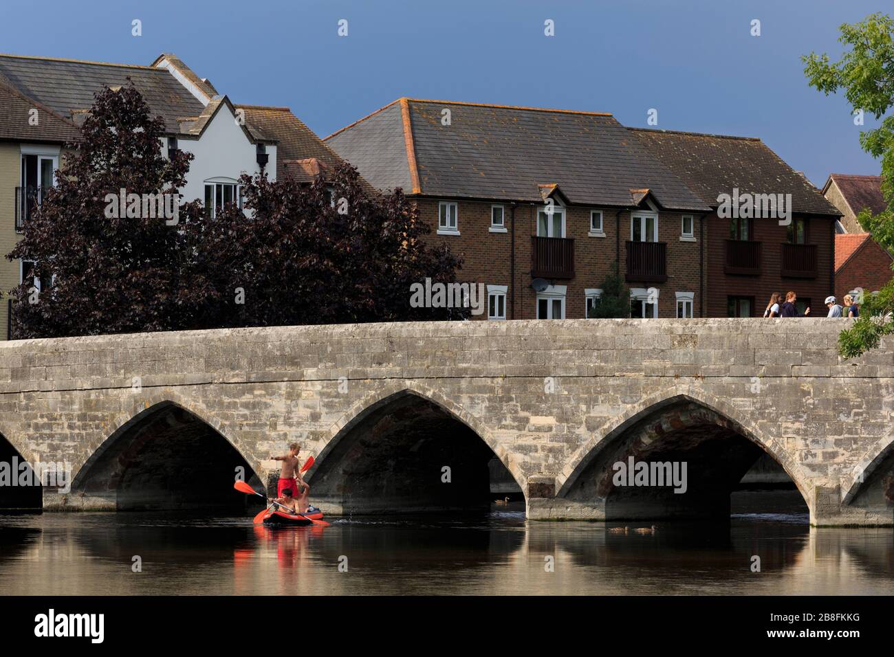 Seven arched bridge, Fordingbridge Town, New Forest, Hampshire, England ...