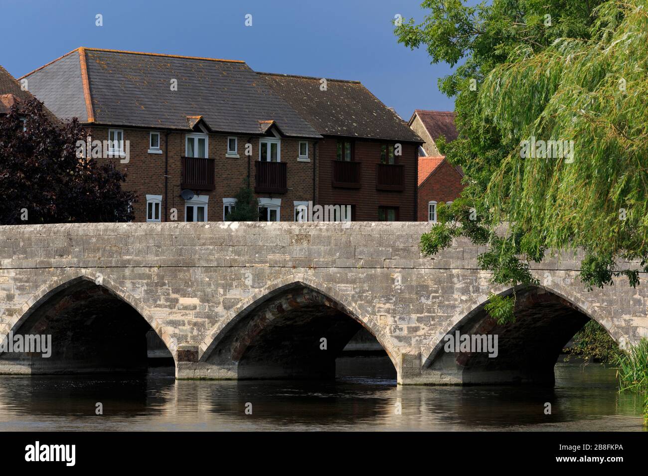 Seven arched bridge, Fordingbridge Town, New Forest, Hampshire, England ...