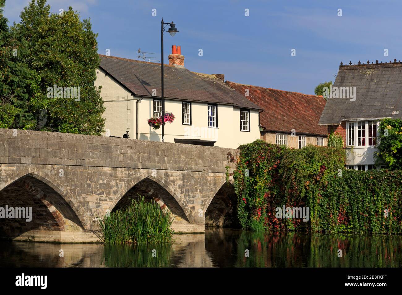 Seven arched bridge, Fordingbridge Town, New Forest, Hampshire, England ...