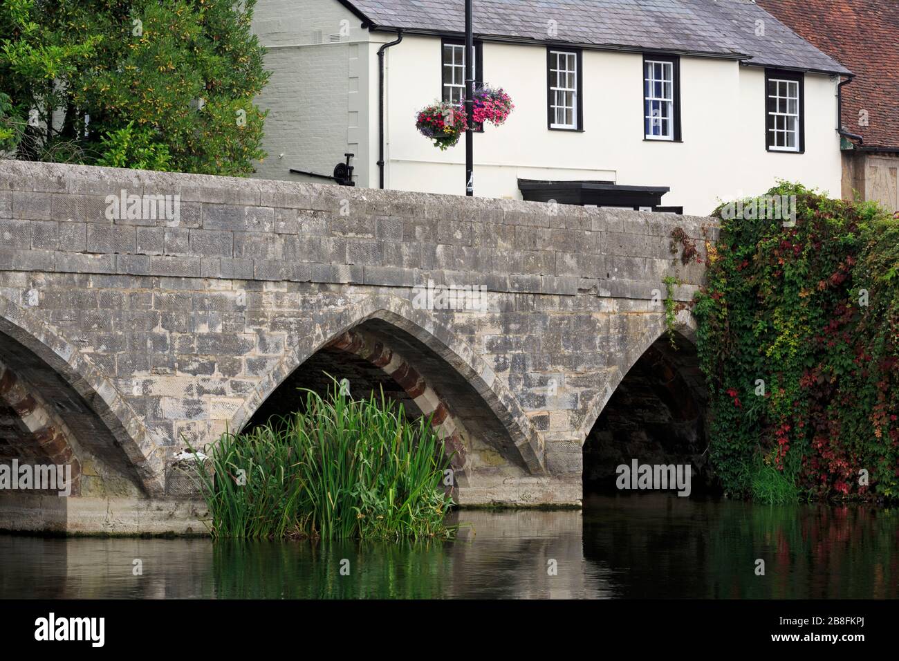 Seven arched bridge, Fordingbridge Town, New Forest, Hampshire, England ...