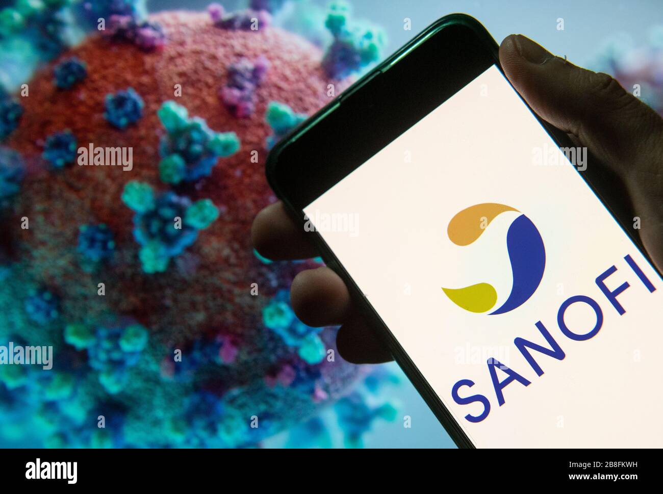 In this photo illustration the French multinational pharmaceutical ...