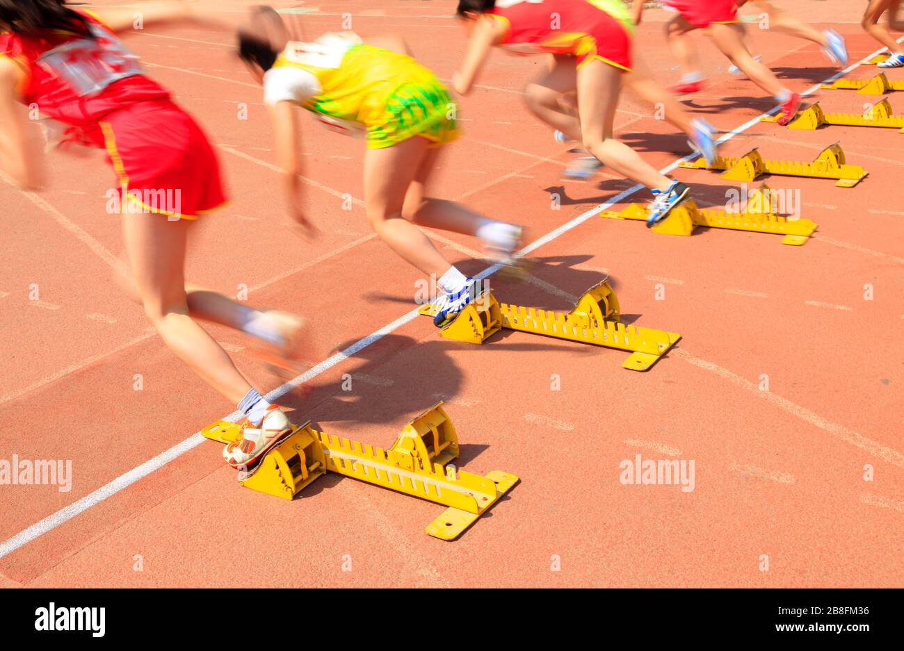 The launching, At the sports meeting, the athletes are starting to run ...