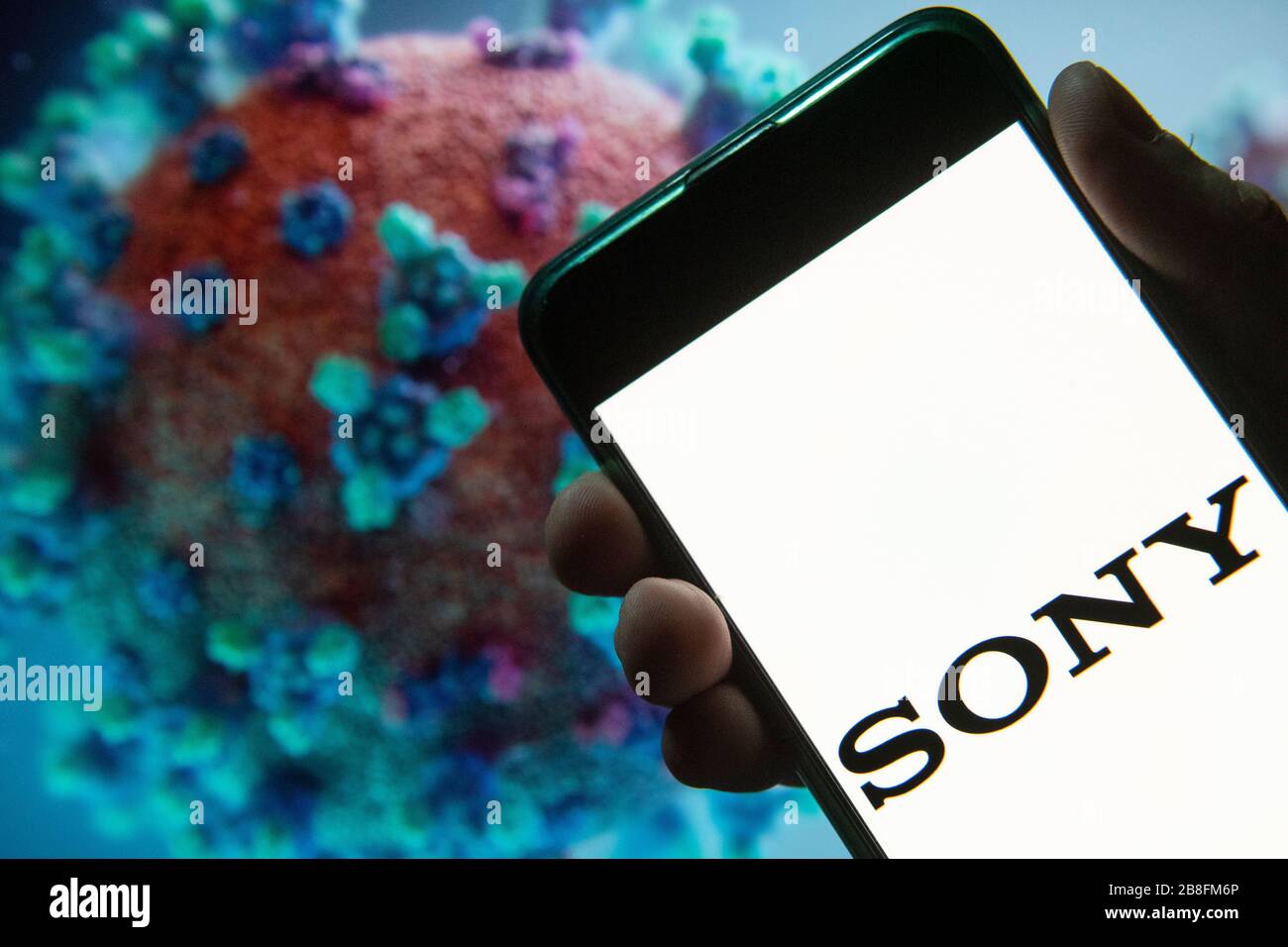 In this photo illustration the Japanese multinational technology ...