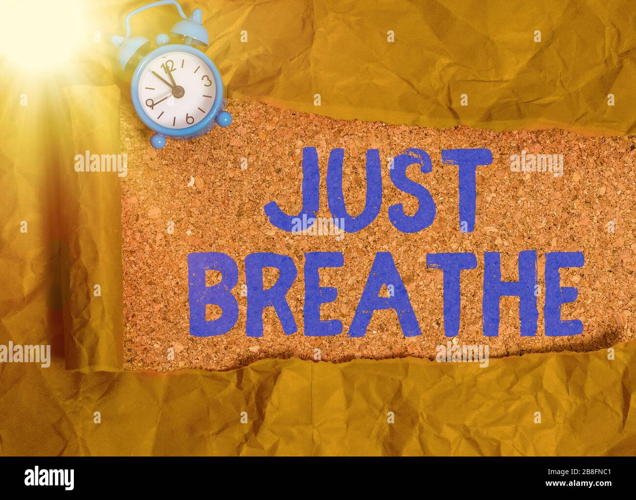 Handwriting text writing Just Breathe. Conceptual photo Take a break in ...