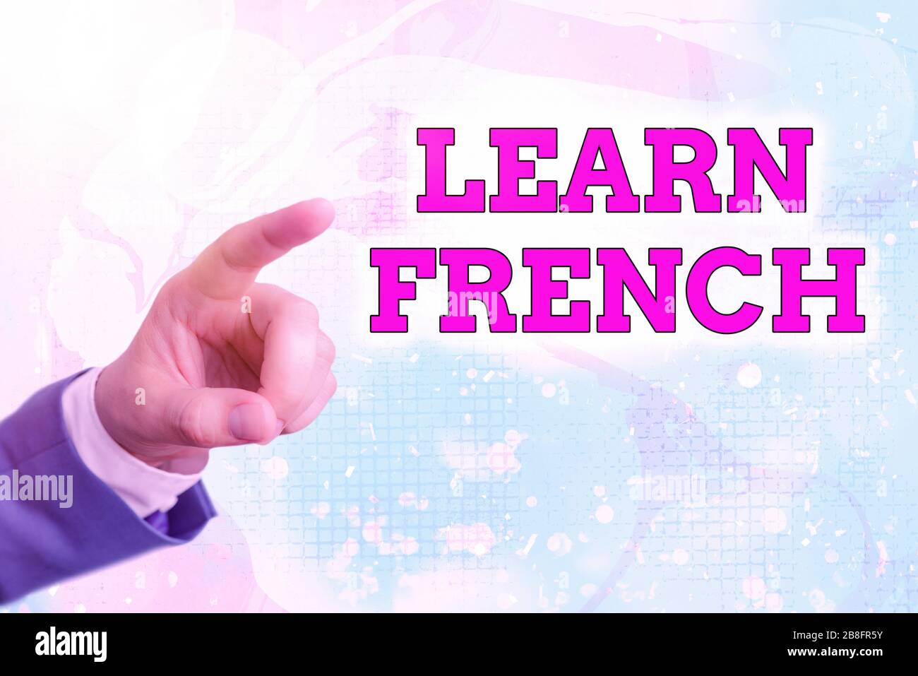 Writing note showing Learn French. Business concept for get knowledge ...