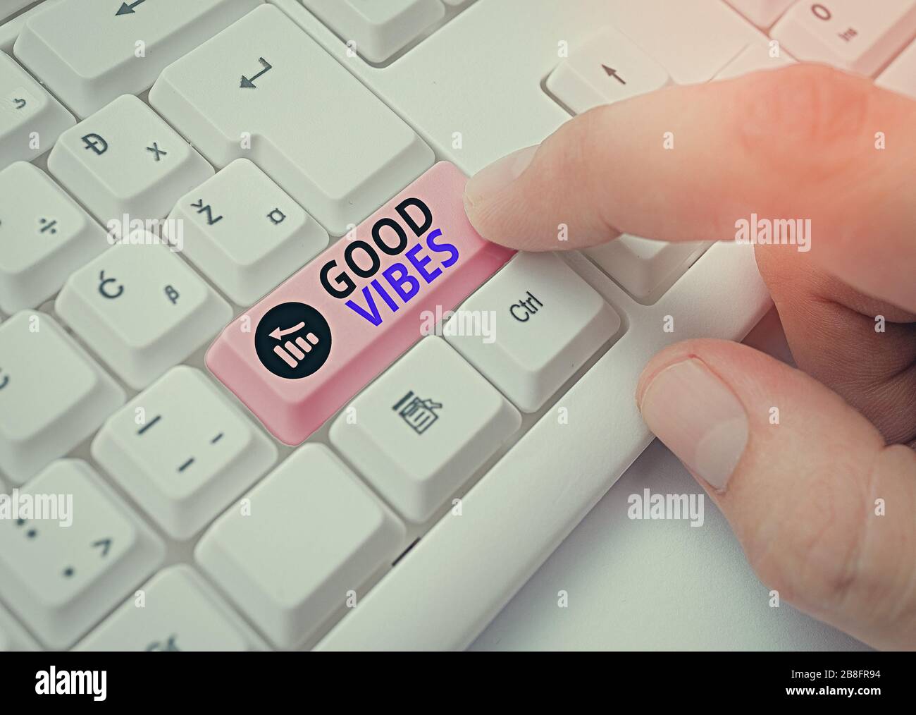 Conceptual hand writing showing Good Vibes. Concept meaning slang ...