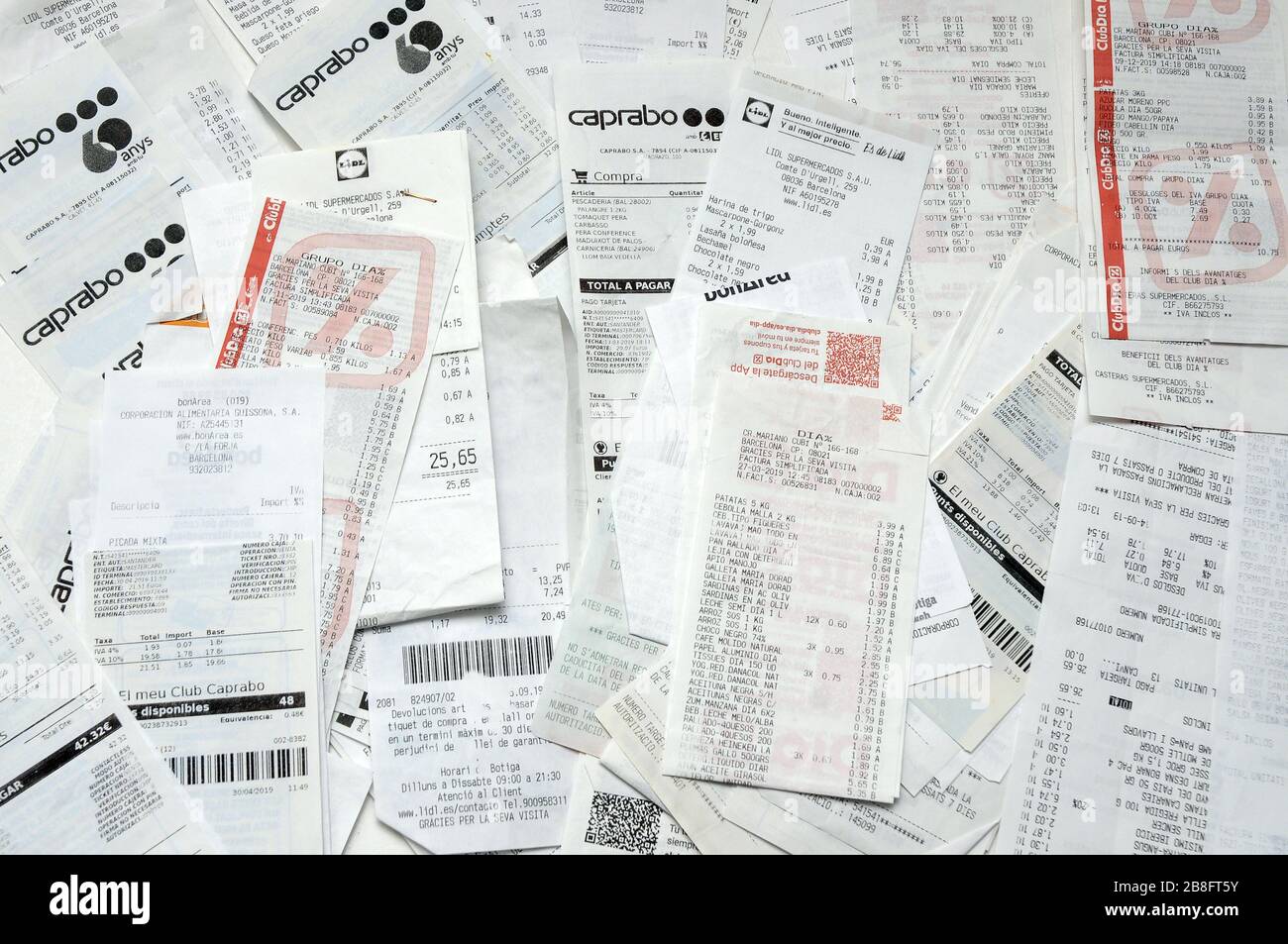 shopping tickets, supermarket tickets Stock Photo - Alamy