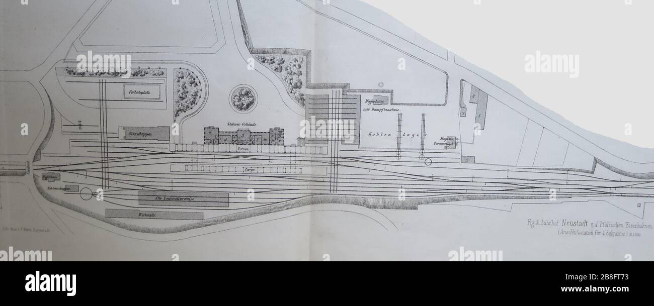 Gleisplan Neustadt a.d.W. 1870 Stock Photo - Alamy