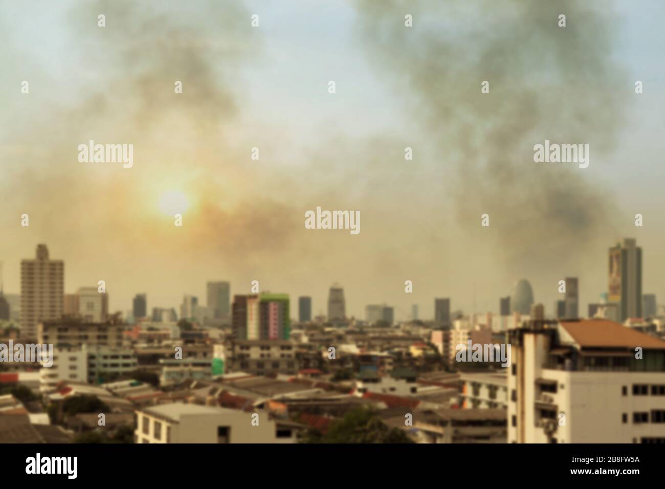 Blurred city smog pollution atmosphere, Blur sky cloud air pollution ...