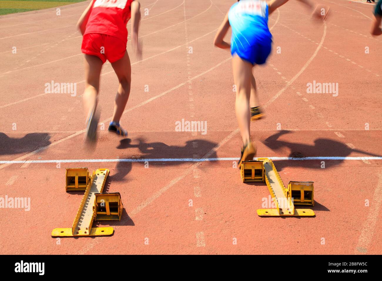 The launching, At the sports meeting, the athletes are starting to run ...