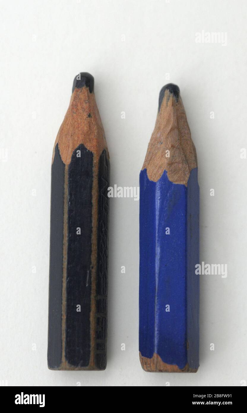used blue pencils Stock Photo - Alamy