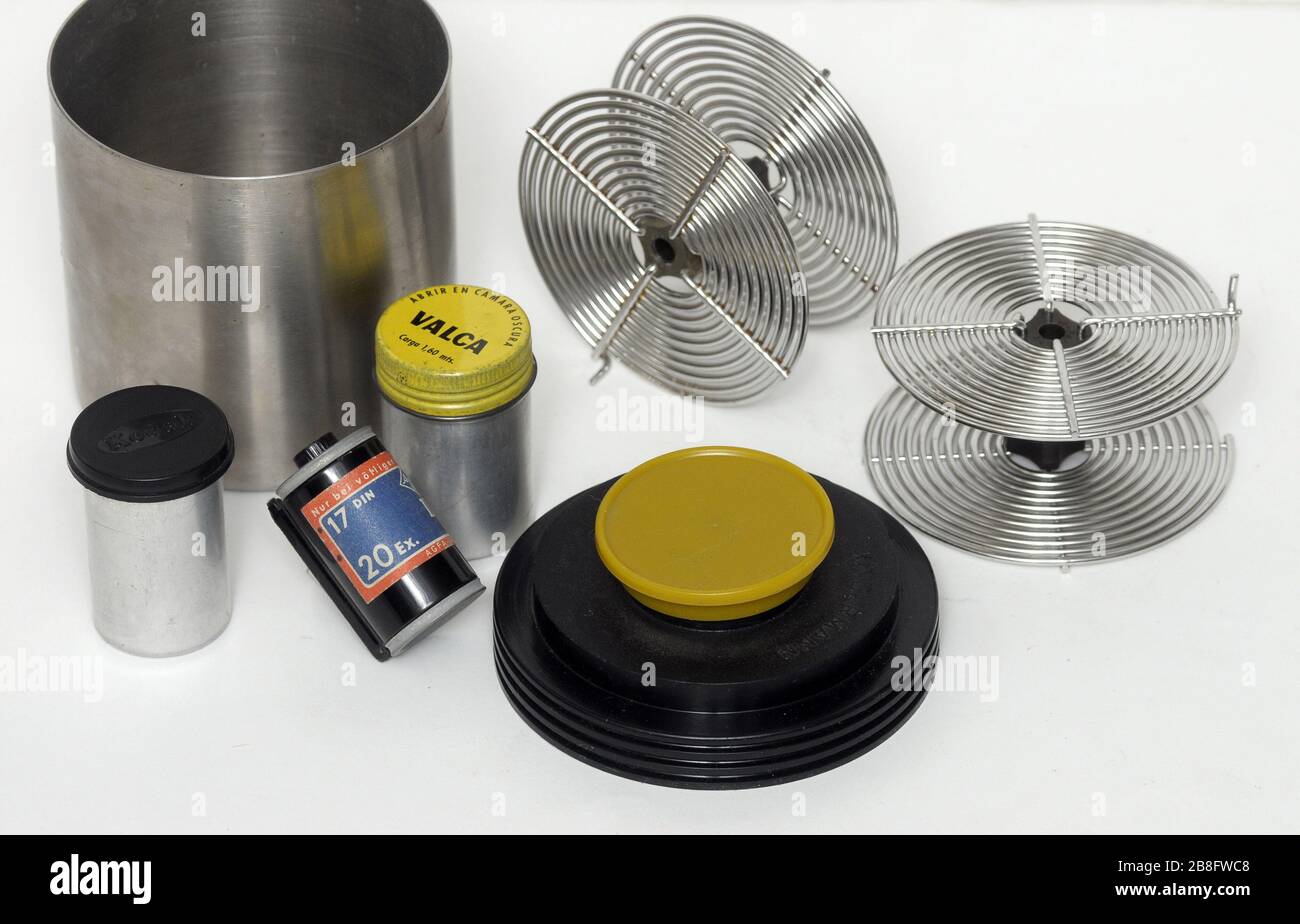 Vintage inox film developing tank with lid and two spirals for two 35mm ...