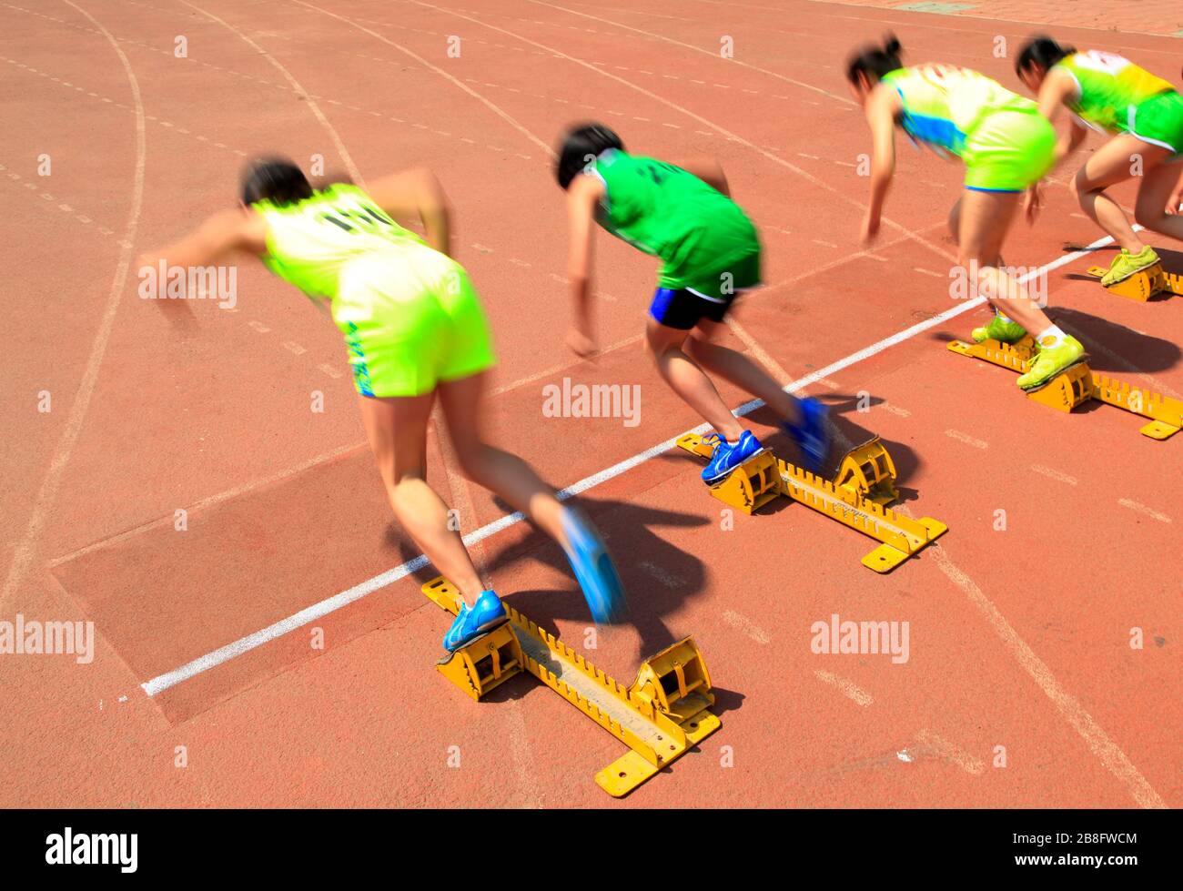 The launching, At the sports meeting, the athletes are starting to run ...