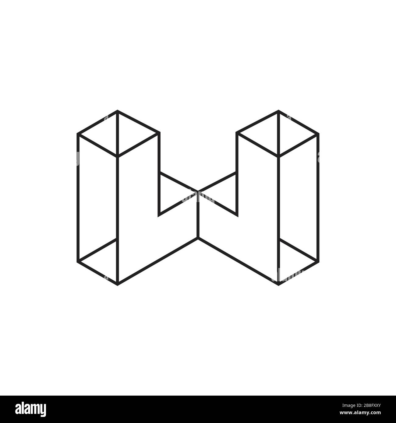 letter w 3d line art geometric logo vector Stock Vector Image & Art - Alamy