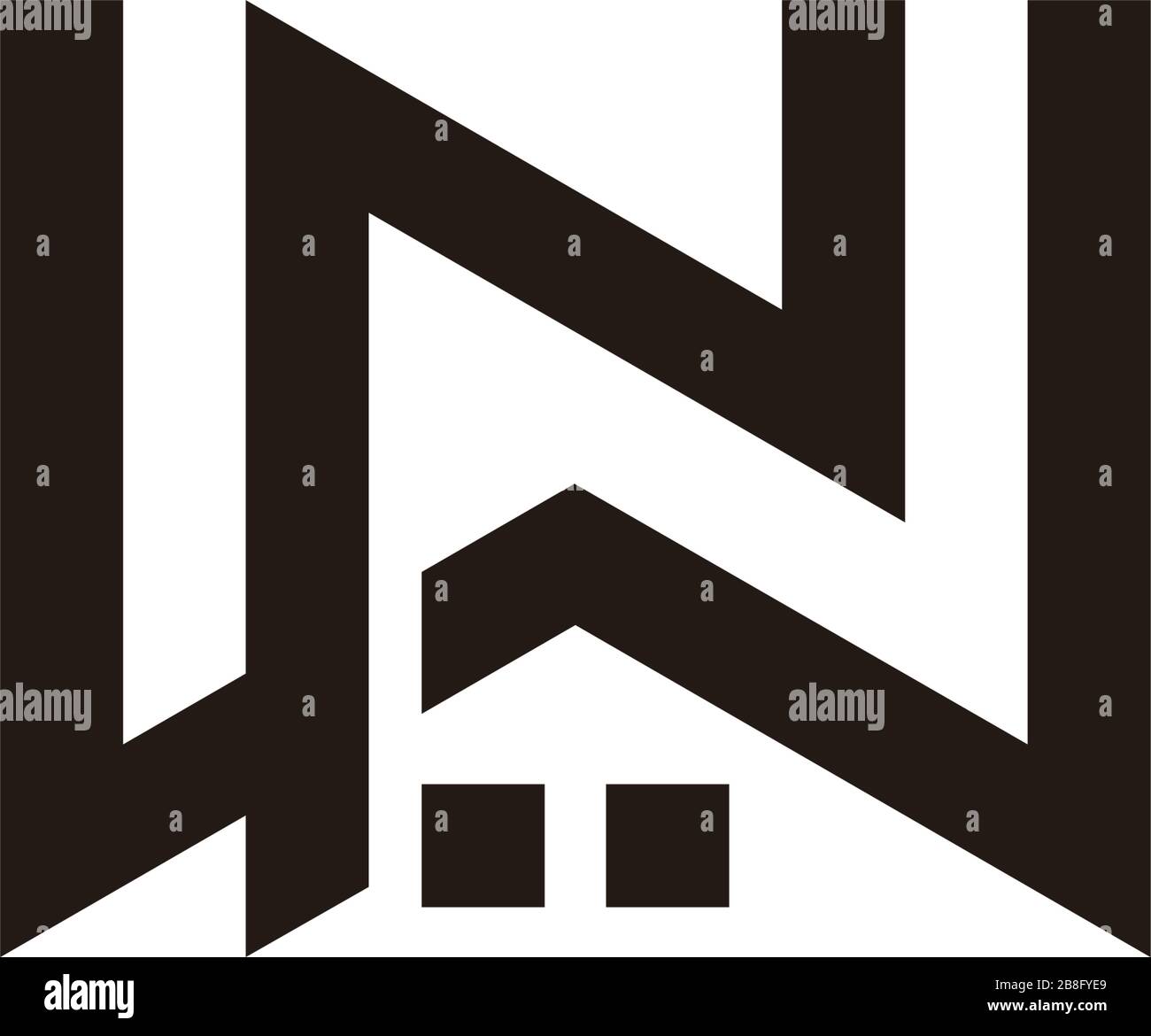 letter nw home shape simple geometric line logo vector Stock Vector ...