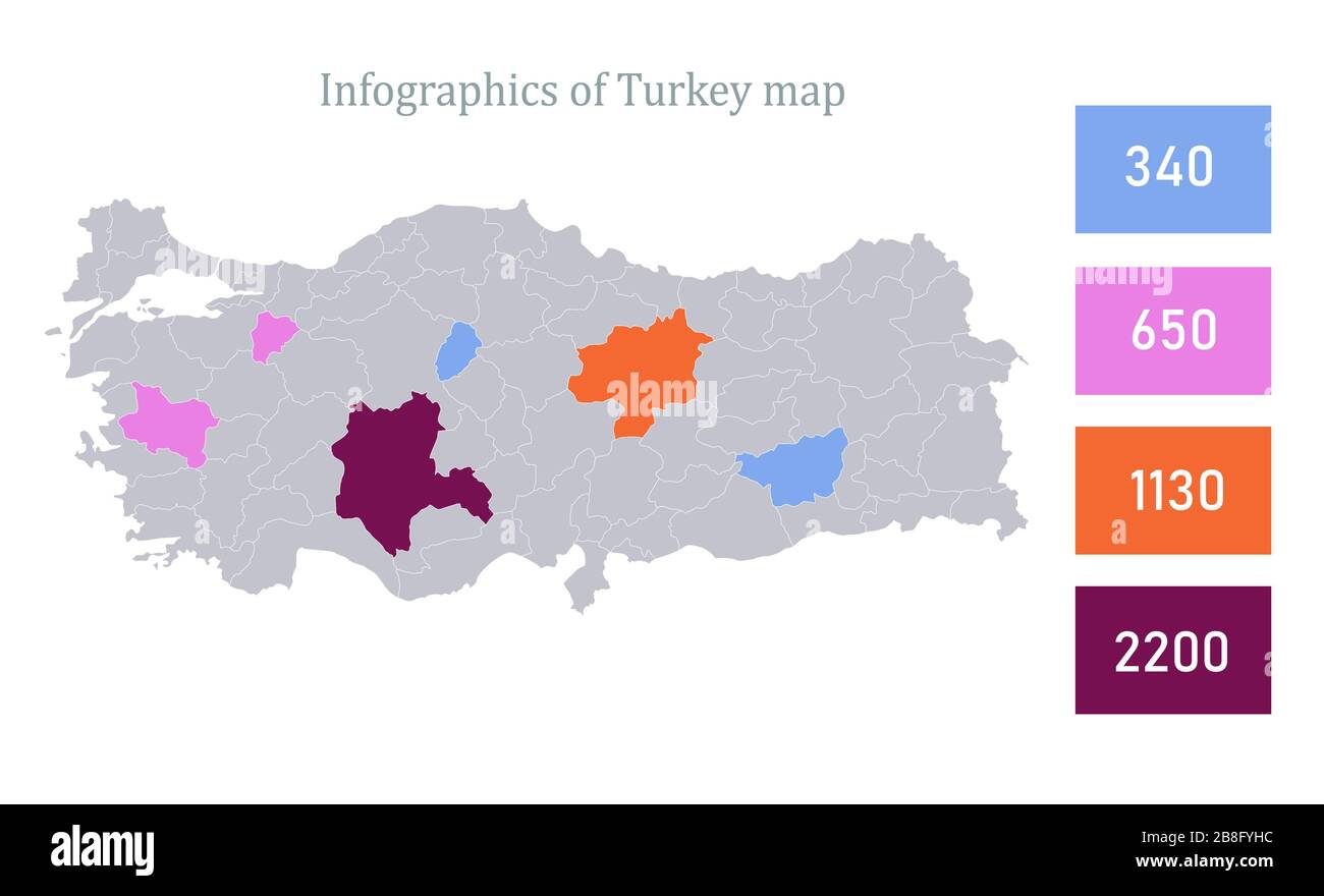Infographics of Turkey map, individual states vector Stock Vector Image ...