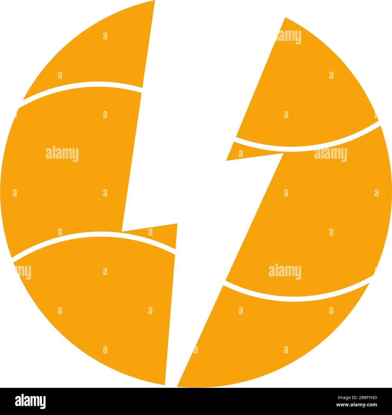 thunder shape negative space circle symbol logo vector Stock Vector ...