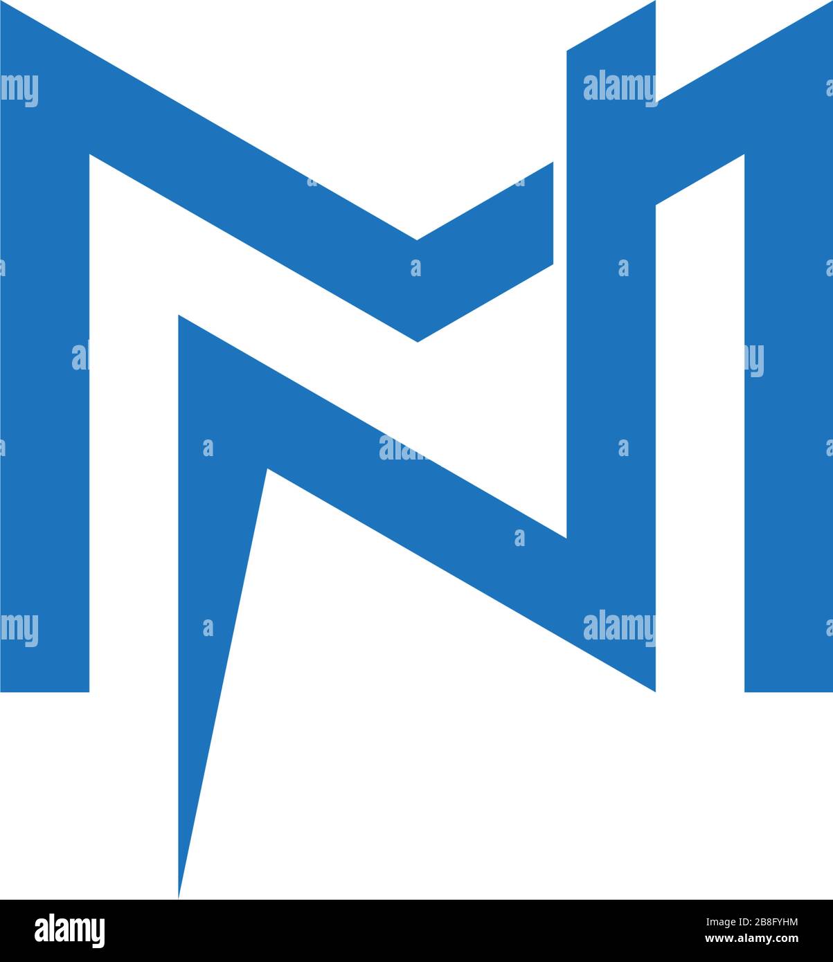 letter mn blue thunder bolt shape simple geometric design logo vector ...