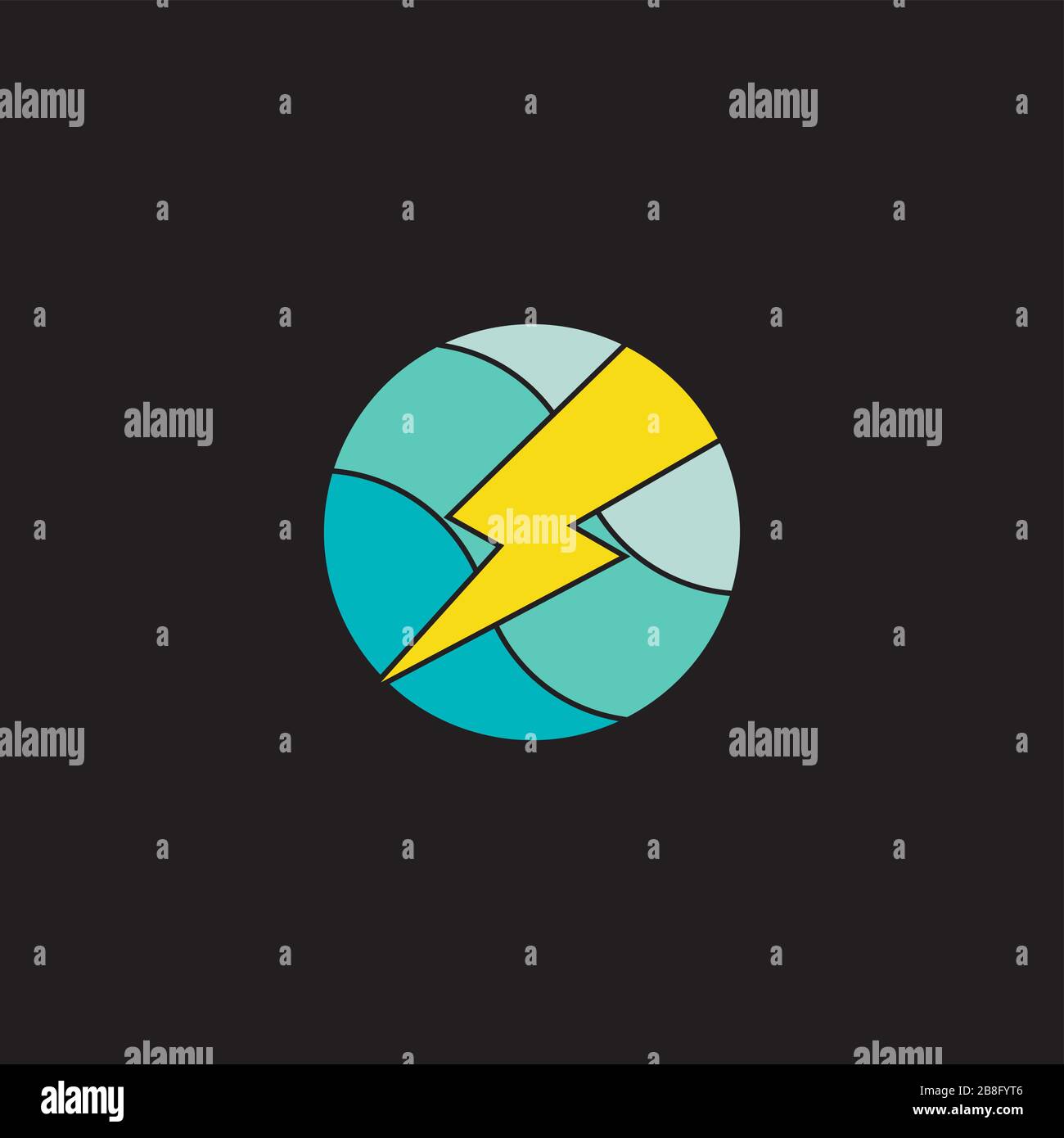 circle geometric thunder shape ball shape gradient logo vector Stock ...