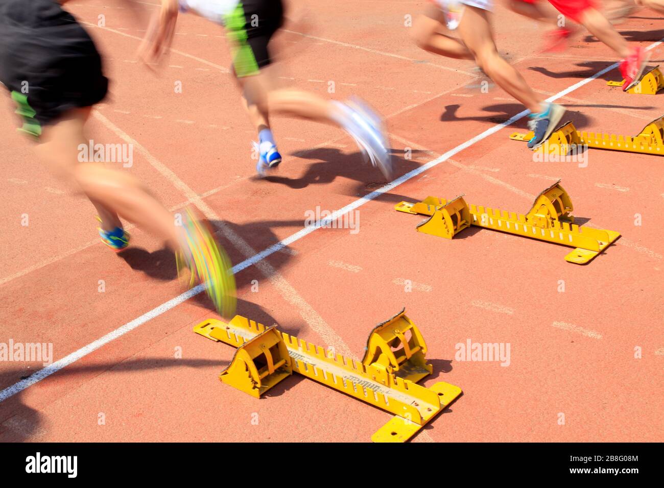 The launching, At the sports meeting, the athletes are starting to run ...