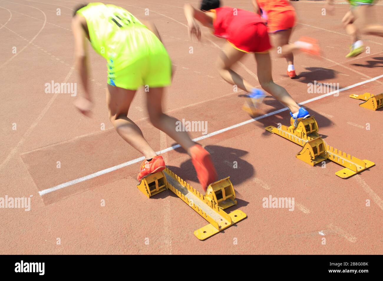 The launching, At the sports meeting, the athletes are starting to run ...