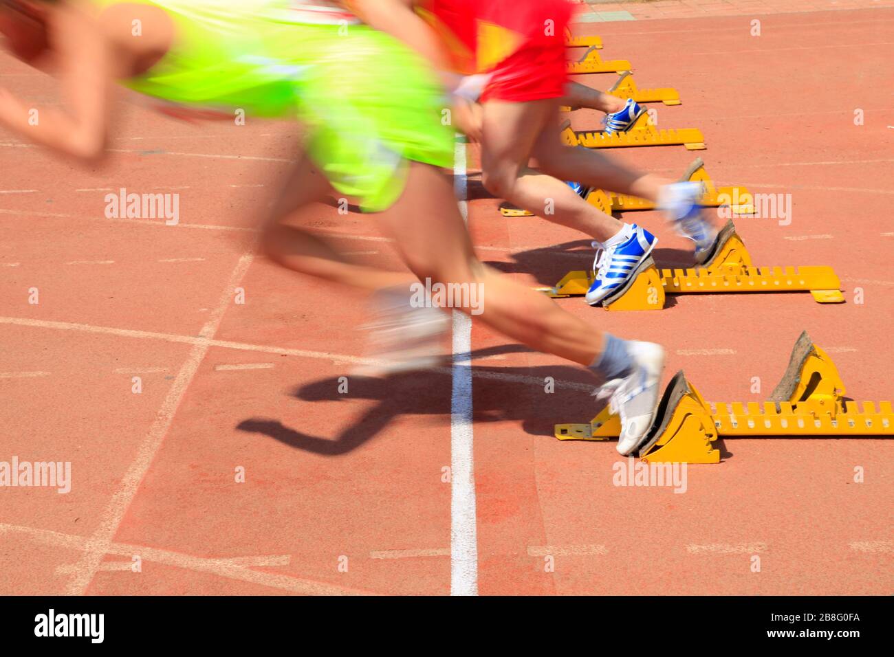 The launching, At the sports meeting, the athletes are starting to run ...