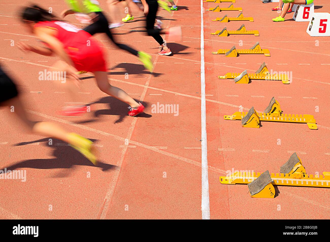 The launching, At the sports meeting, the athletes are starting to run ...